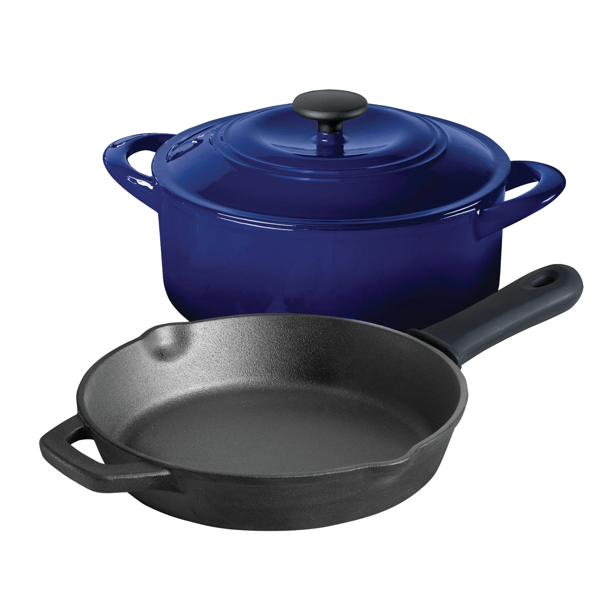 3 Pc Kitchen Essentials Cast Iron Cookware Set - Classic Blue ...